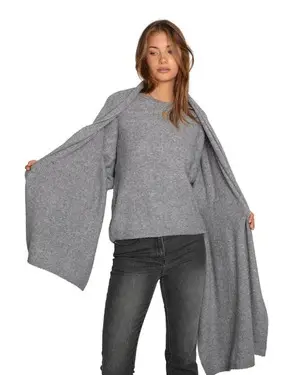 BELLE & BLOOM Wrap Me Up Scarf Sweater - Grey