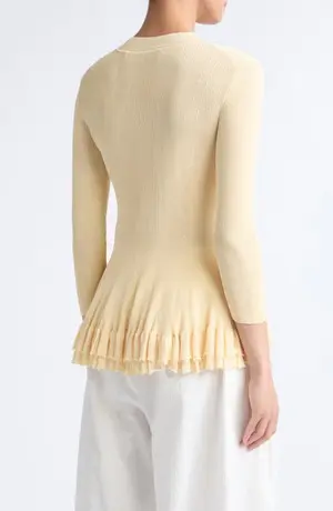 ASHLYN Garrett Peplum Ruffle Hem Mock Neck Top
