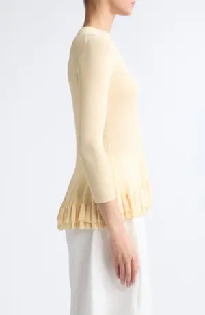 ASHLYN Garrett Peplum Ruffle Hem Mock Neck Top