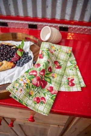 MODERN PRAIRIE Strawberry Gingham Tea Towels