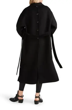 BELLE & BLOOM Wide Awake Split Hem Wool Blend Coat - Black
