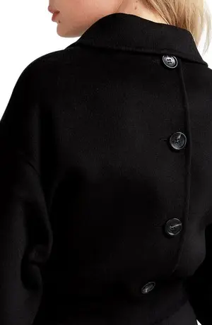BELLE & BLOOM Wide Awake Split Hem Wool Blend Coat - Black