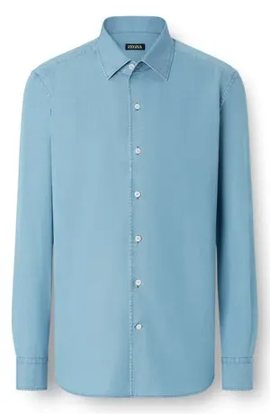 Zegna Denim Button-up Shirt - Light Blue