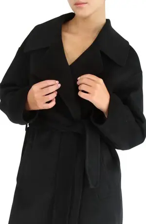 BELLE & BLOOM Eternal Flame Tie Waist Wool Blend Coat