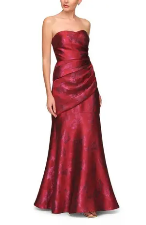 Js Collections Sylvie Metallic Strapless Satin Gown