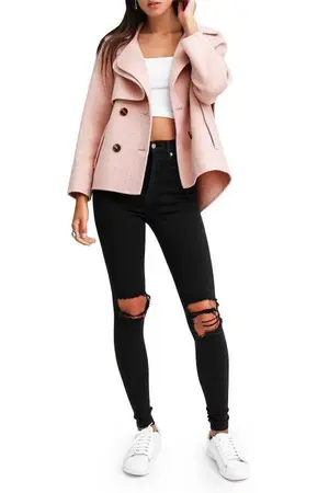 BELLE & BLOOM I'm Yours Double Breasted Wool Blend Coat