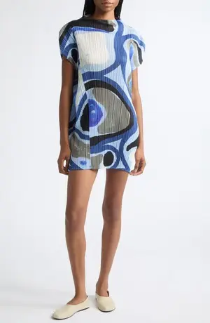 Issey Miyake Roll Pleated Dress - Light Blue