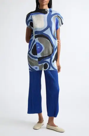Issey Miyake Graphic Print Pleated Dress
