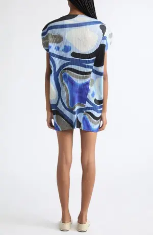 Issey Miyake Graphic Print Pleated Dress