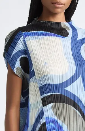 Issey Miyake Graphic Print Pleated Dress