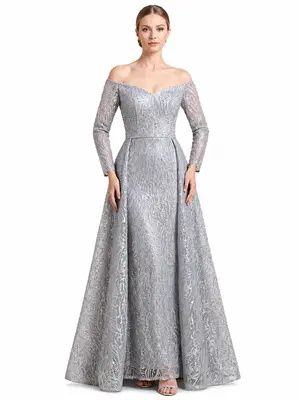 LARA NEW YORK Off Shoulder Overskirt Gown