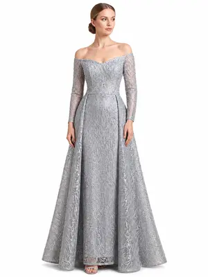 LARA NEW YORK Off Shoulder Overskirt Gown