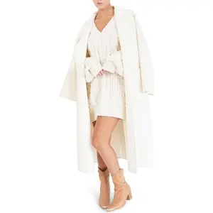 BELLE & BLOOM Wide Awake Split Hem Wool Blend Coat - Cream