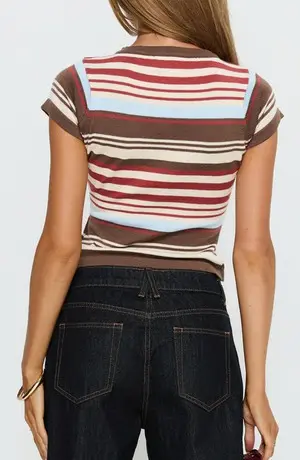 Princess Polly Norelai Striped Short Sleeve Knit Top