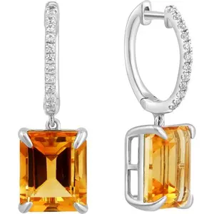 EFFY 925 Emerald Cut Citrine And White Sapphire Drop Earrings - Sterling Silver