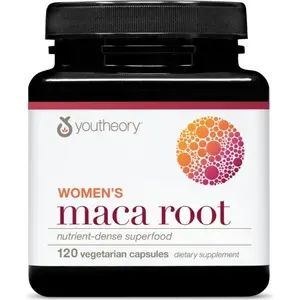 YOUTHEORY Maca Root Natural Energy Menopause Support Supplement 120 Vegetarian Capsules - None
