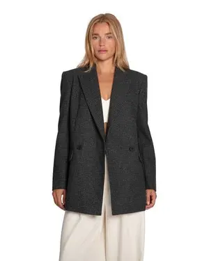 BELLE & BLOOM Double Breasted Plaid Blazer - Charcoal