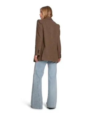 BELLE & BLOOM Double Breasted Plaid Blazer - Brown
