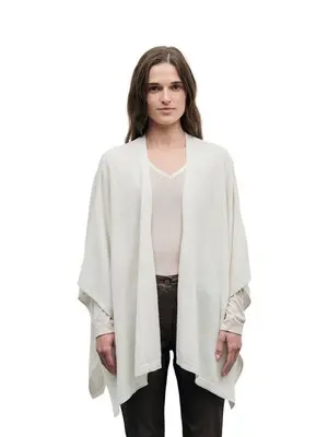 Gerard Darel Long Sleeve Draped Cashmere Poncho