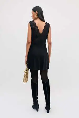 Rixo Rhegan Regular Lace Trimmed V-neck Mini Dress