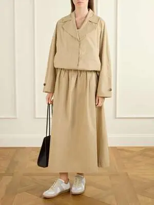 Varley Cambria Gathered Cotton-jersey Midi Skirt