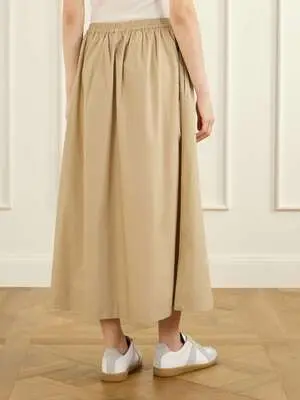 Varley Cambria Gathered Cotton-jersey Midi Skirt