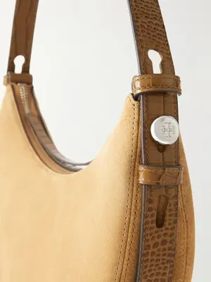 Tory Burch Romy Suede Shoulder Bag With Leather Trim - Brown