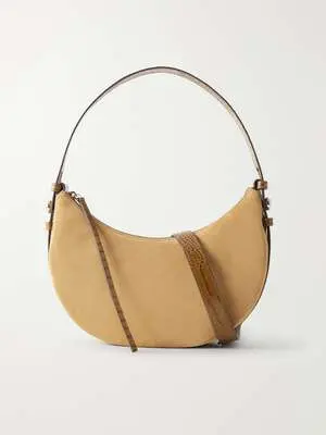 Tory Burch Romy Leather-trimmed Suede Shoulder Bag - Tan