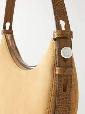 Tory Burch Romy Leather-trimmed Suede Shoulder Bag