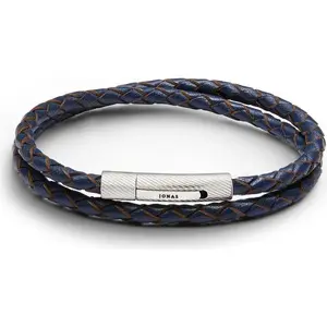 JONAS STUDIO Braided Leather Double Wrap Bracelet - Blue