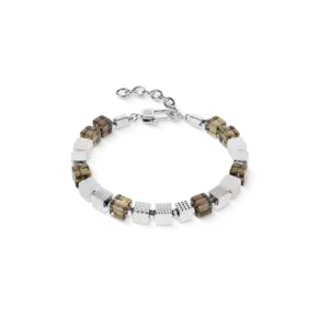 COEUR DE LION Smoky Quartz Graphic Cubes Bracelet In Stainless Steel - Silver