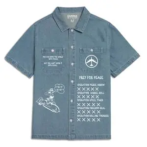 C.A.N.V.A.S Prey For Peace Work Shirt / Denim - Blue