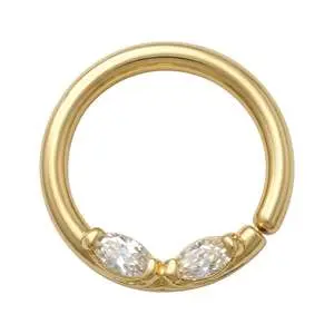 Zahav Jewelry 10k Solid 18g Marquise Cz Nose Hoop - Gold