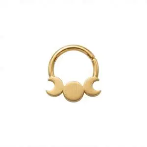 Zahav Jewelry 10k Solid Yellow 18g Triple Moon Clicker Hoop - Gold