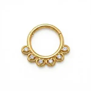Zahav Jewelry 10k Solid 18g Cz Clicker Hoop - Gold