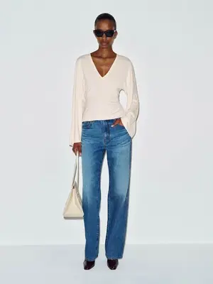 REFORMATION Reformation Hadley Knit Top With Bell Sleeves Ivory