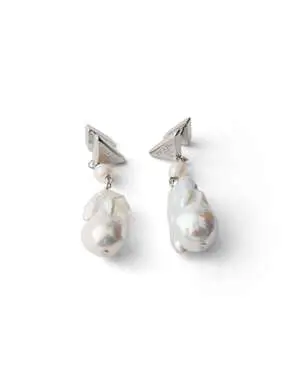 Prada Metal Earrings With Pearls - Gold/silver