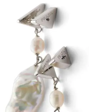 Prada Metal Earrings With Pearls