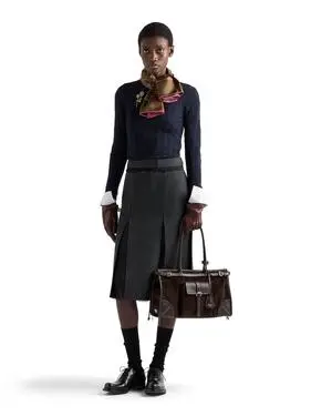 Prada Bonnie Large Corduroy And Leather Handbag