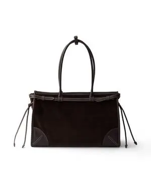 Prada Bonnie Large Corduroy And Leather Handbag
