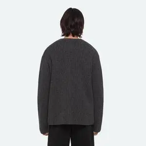 Helmut Lang Rib Crew Cardigan - Graphite