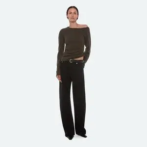 Helmut Lang Draped Asymmetric Wool Top - Gourd