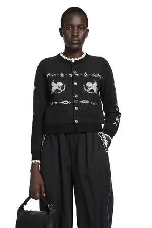 RENLI SU Romantic Angel Jacquard Wool Cardigan