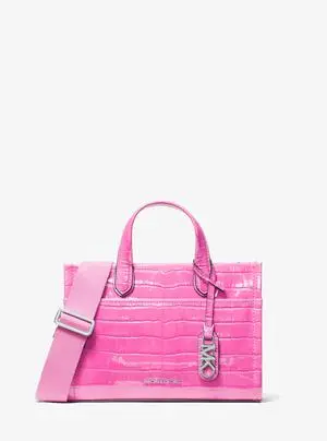 Michael Kors Gigi Small Crocodile Embossed Leather Messenger Bag - Pink