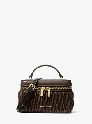 Michael Kors Vivi Small Matelassé Burnished Vanity Crossbody Bag - Brown