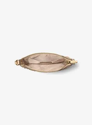 Michael Kors Studded Fringed Polyester Microsuede Wristlet