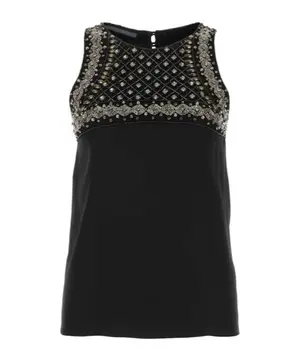 Alberta Ferretti Bead-embellishment Crewneck Sleeveless Blouse - Black
