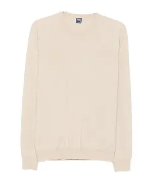 Fedeli Fine Knit Long-sleeved Sweater - Cream
