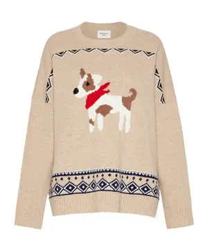 Max Mara Loose Jumper In Wool Jacquard Sand - Sand-colored