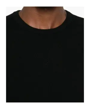 Fedeli Crew Neck Long Sleeve Fine Knit Sweater - Black